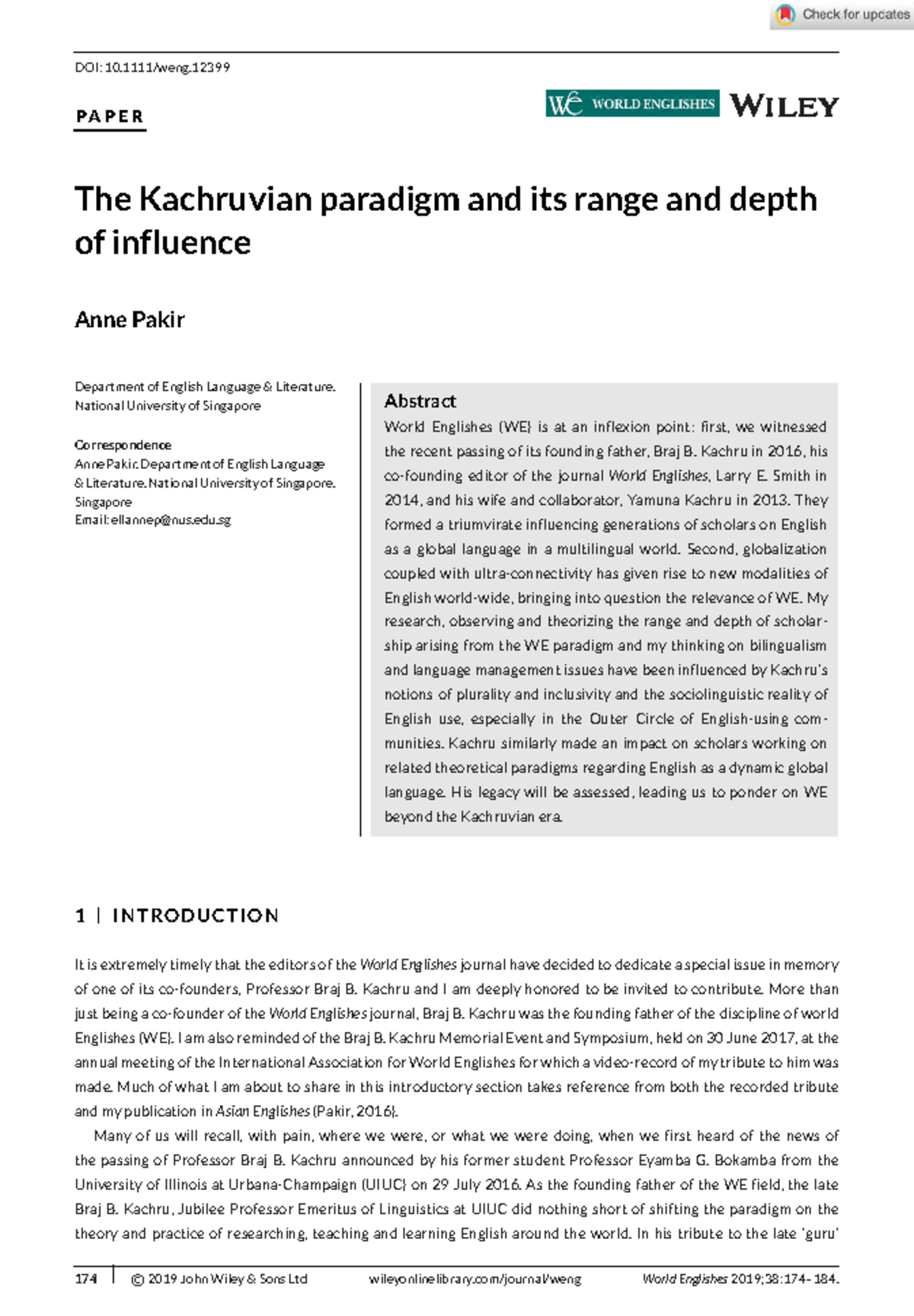 Kachruvian Paradigm: Influence and Legacy in World Englishes (WE) - Studocu