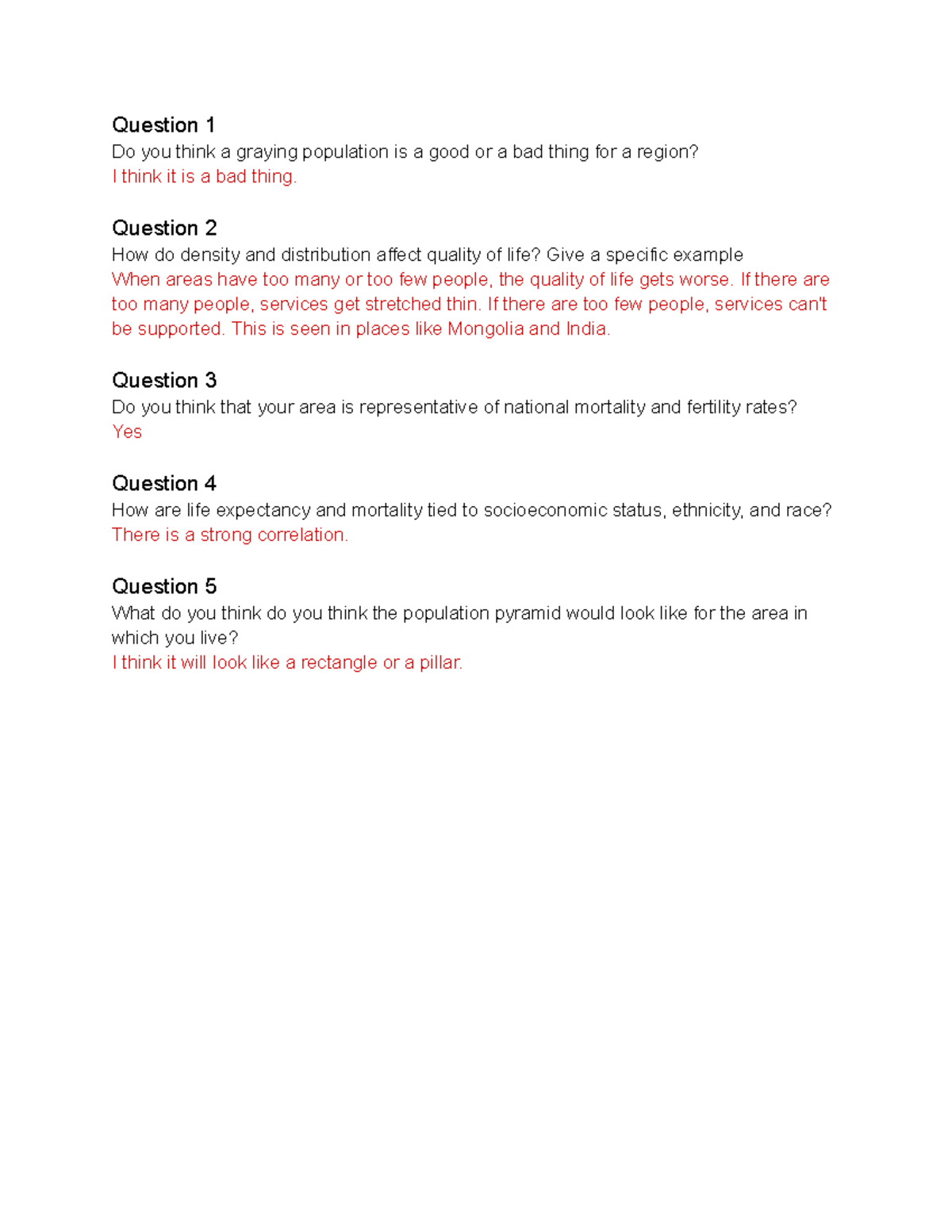 UNIT 2 Human Geography Critical Thinking Qs Analysis - Studocu