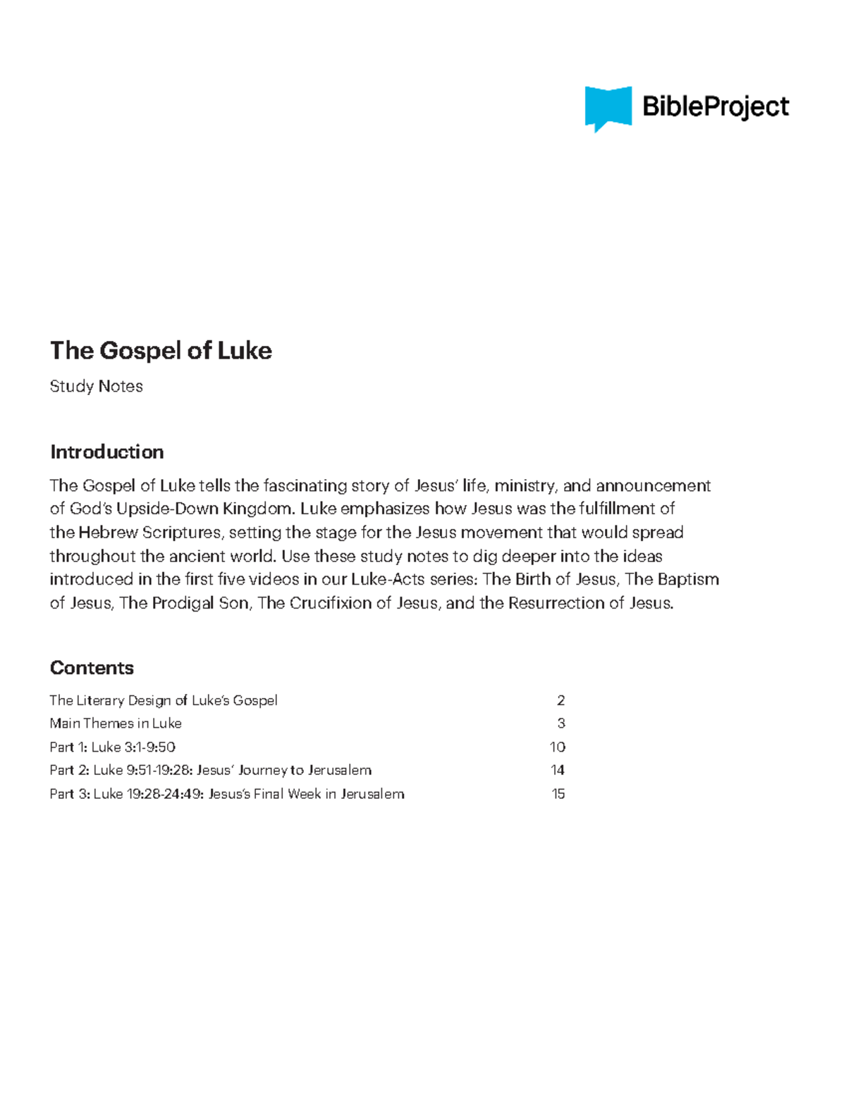 Study Notes: The Gospel of Luke (Final Notes) - Studocu