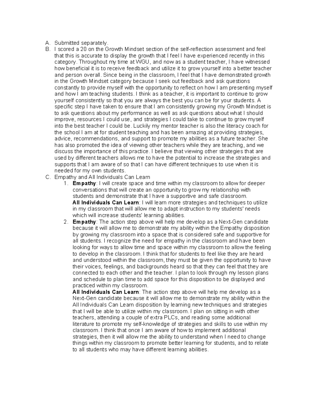 C339 Task 1 - Growth Mindset and Empathy in Teaching Strategies - Studocu