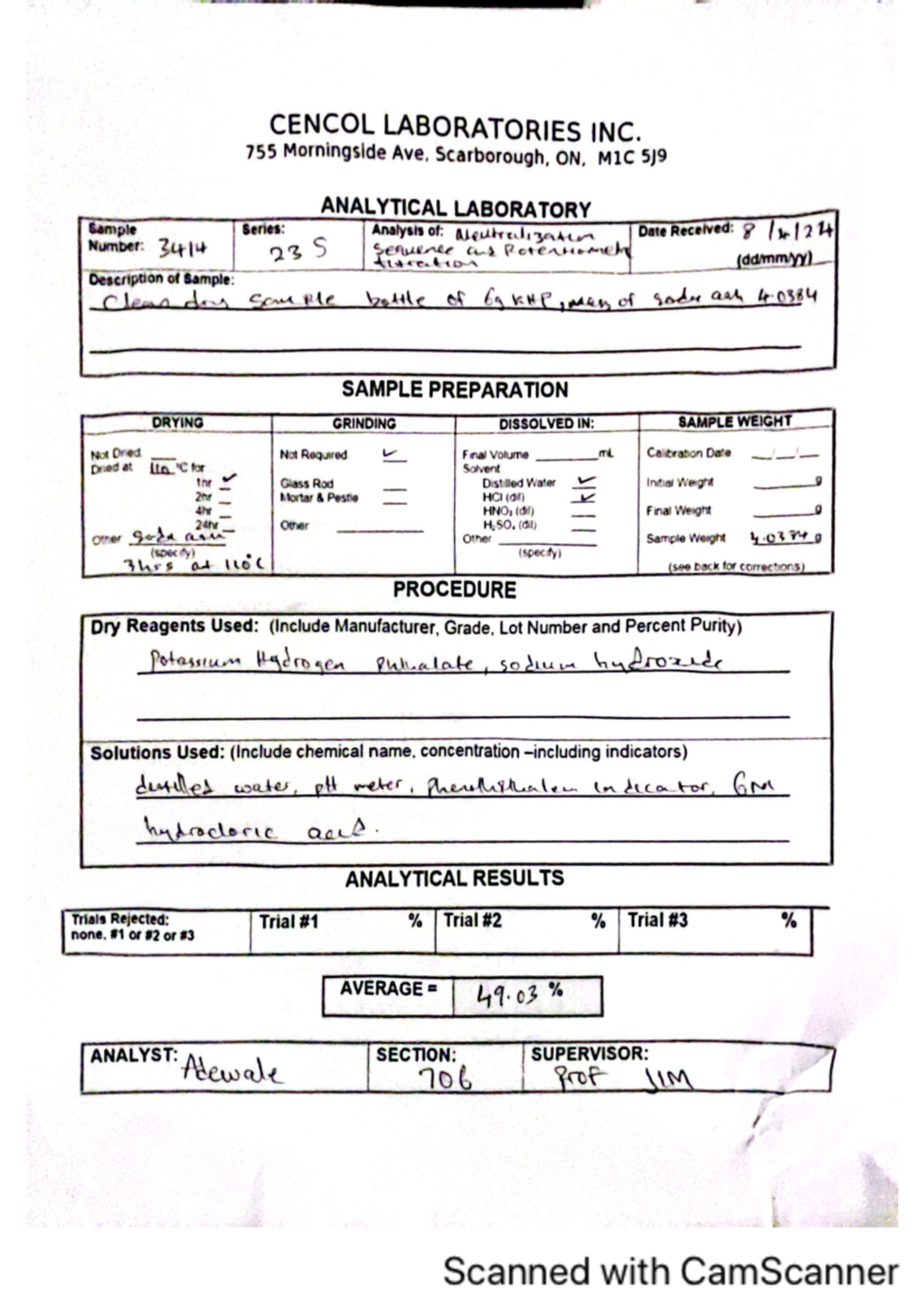 Experiment 3 post lab - CH-207 - Studocu