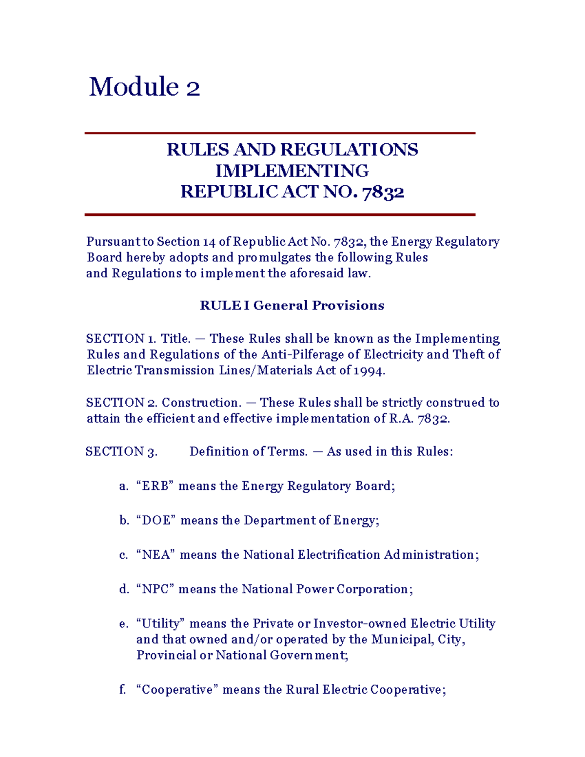 Module 2 RA 7832 - Implementing Rules and Regulations Lecture - Studocu
