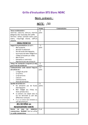 Fiche E6 partenaire - BTS NÉGOCIATION ET DIGITALISATION DE LA RELATION CLIENT SESSION 2023 FICHE ...