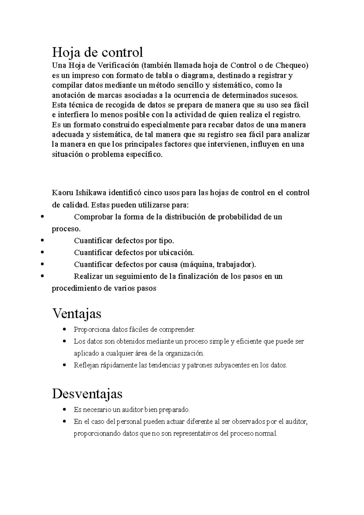 Hoja de control - Hoja de control Una Hoja de Verificación (también ...
