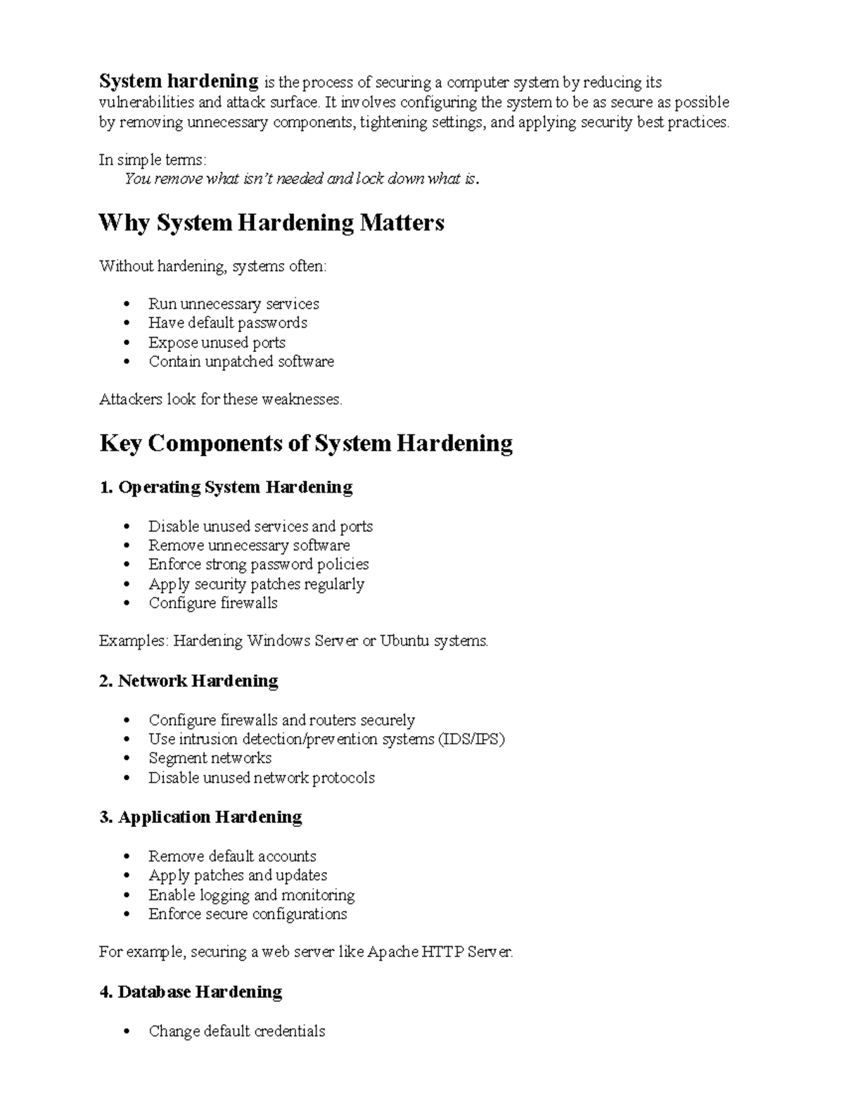 System Hardening: Best Practices for Securing Systems (3513) - Studocu