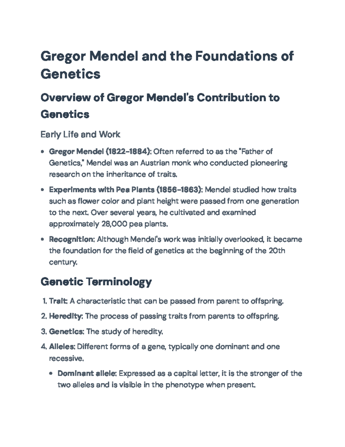 Gregor Mendel's Contributions to Genetics: Key Principles Explained ...