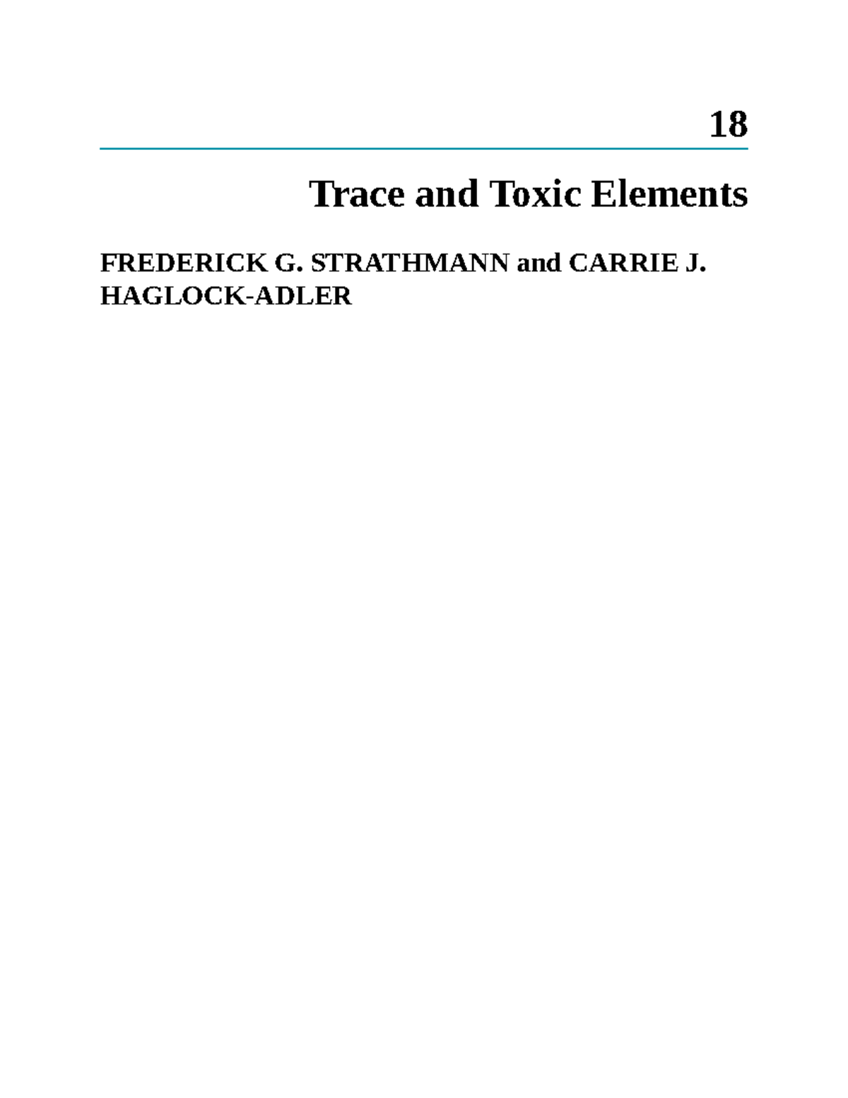 CH 18 Trace Elements - Lecture notes - 18 Trace and Toxic Elements ...