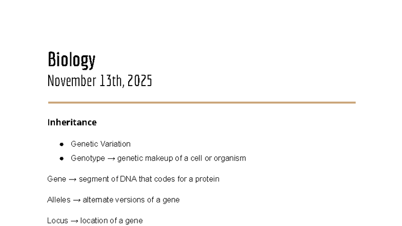 Biology Module 8: Inheritance and Genetic Variation Notes - Studocu
