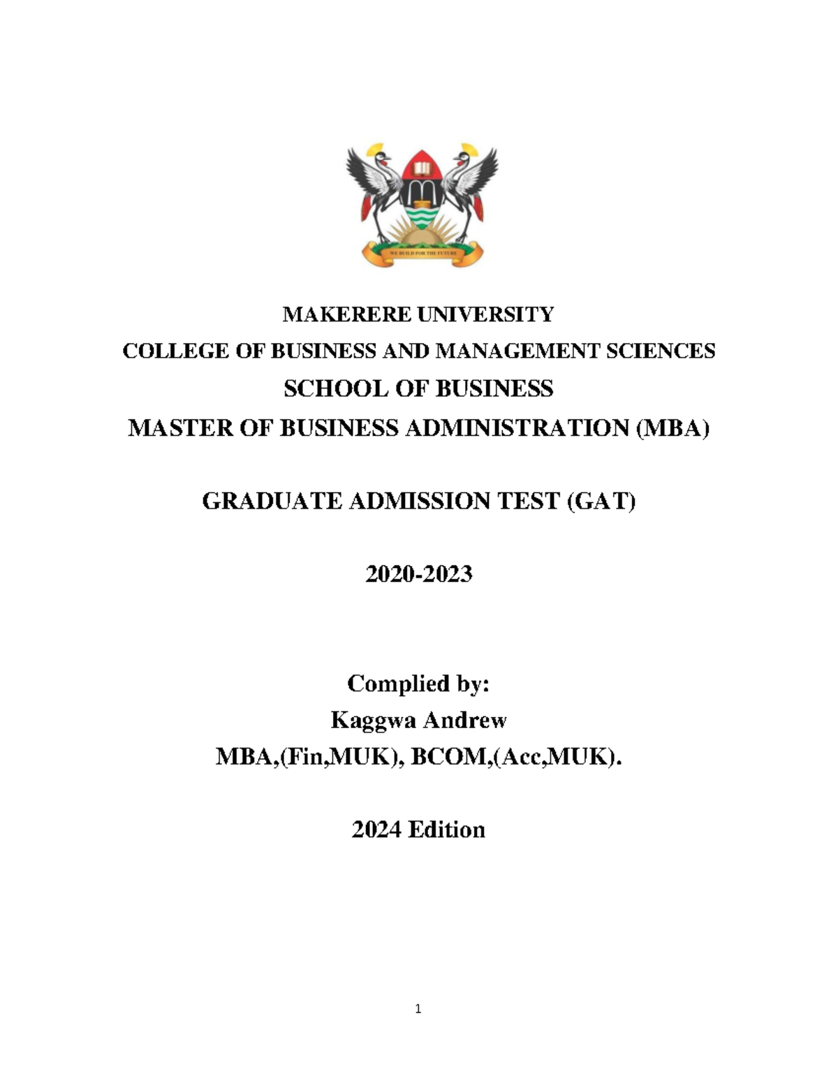 GAT Examination Answers 2023 - MBA Admission Test, Makerere University ...