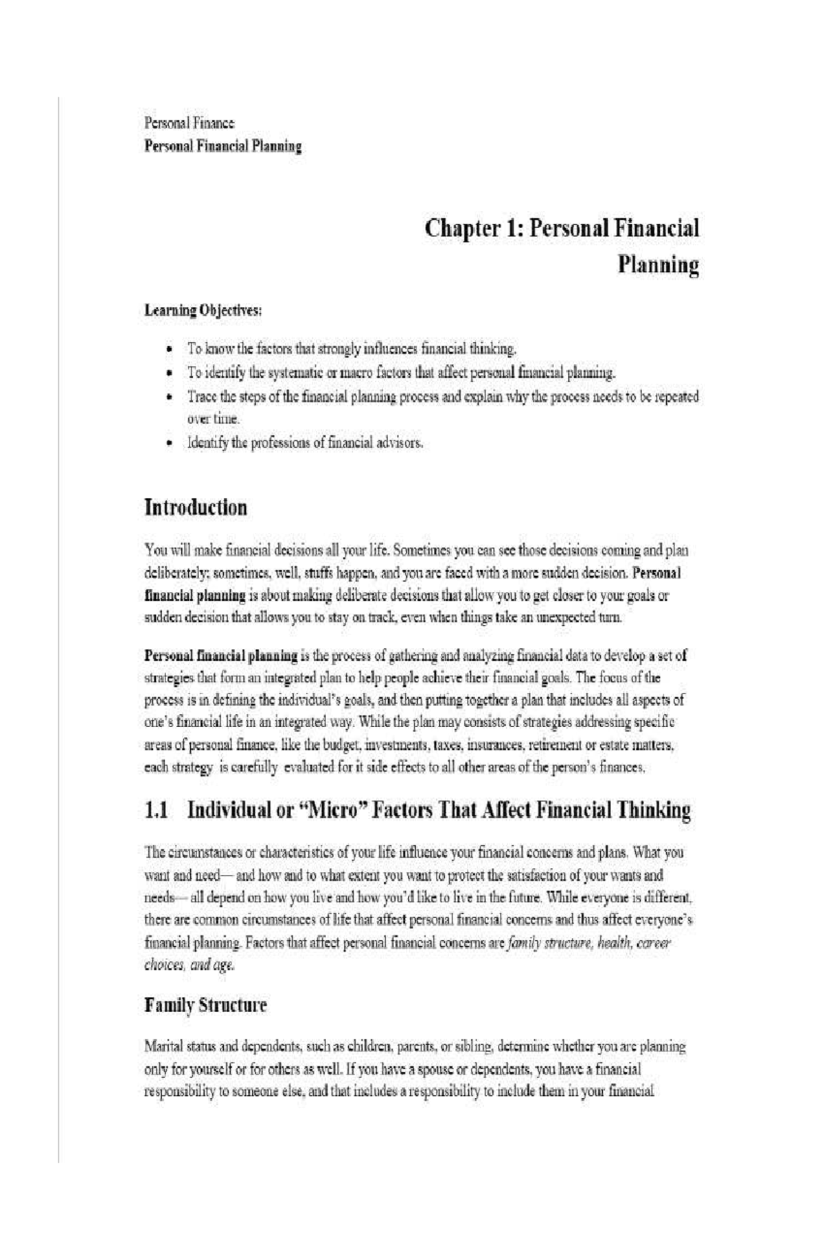 Personal Finance (PF101) Chapter 1: Understanding Financial Planning ...