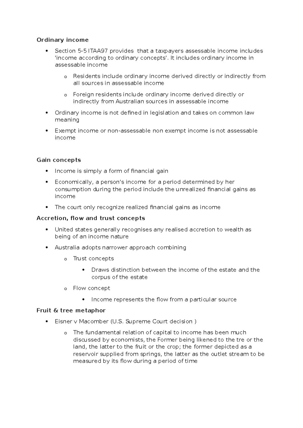 Lecture Notes Week 4: Ordinary Income & ITAA97 Concepts - Studocu