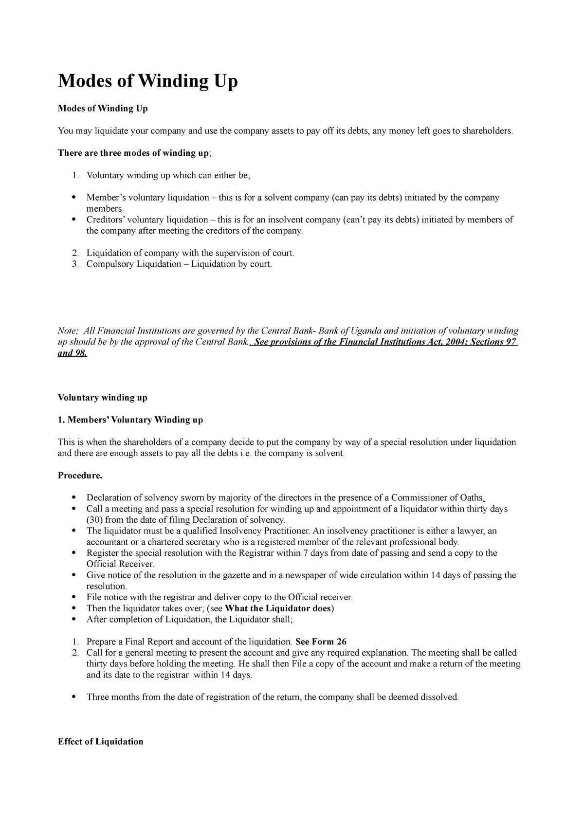 Modes of Winding Up - Voluntary & Compulsory Liquidation Explained ...