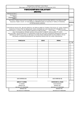 Abyip Monitoring Form - ANNEX 1 M&E FORM NO. 1 ANNUAL BARANGAY YOUTH ...