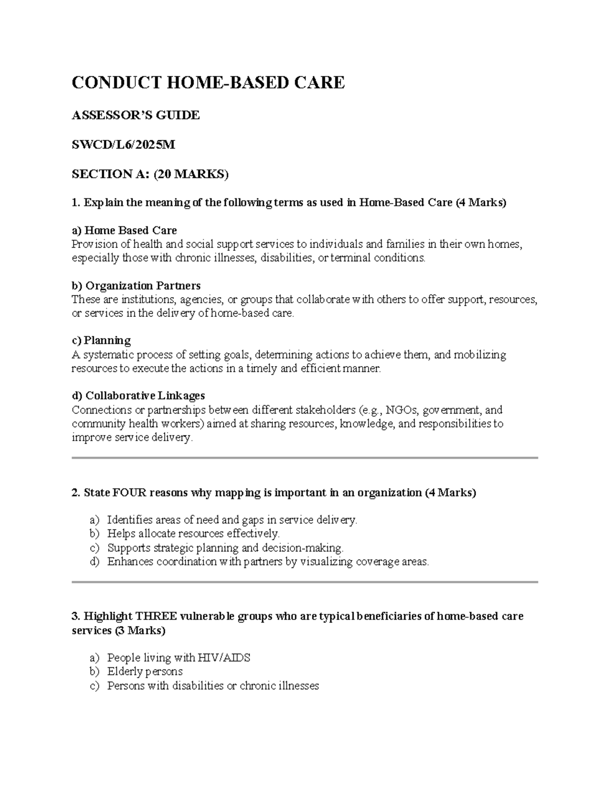 CHBC 101: Conduct Care Guide & Assessor's Teaching Notes - Studocu