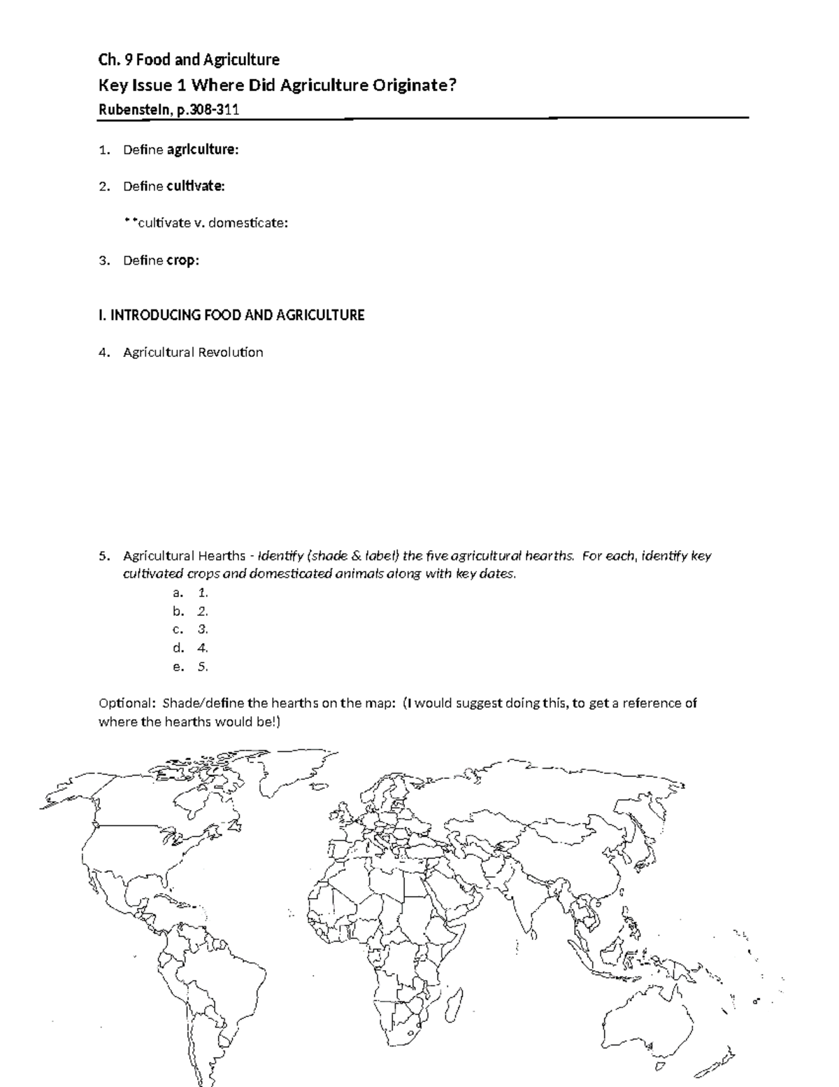 APHG 9.1 Chapter 9 Food and Agriculture Reading Notes - Studocu