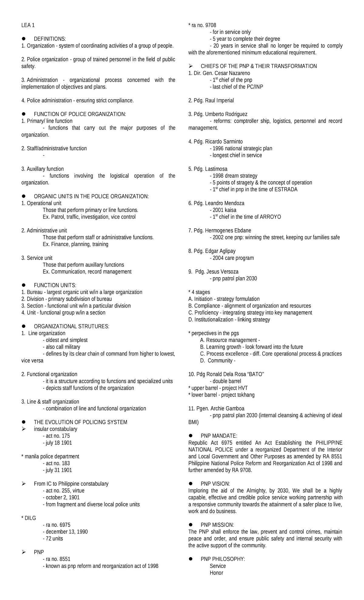 LEA 1-4 - Comprehensive Overview of Police Organization and Functions ...
