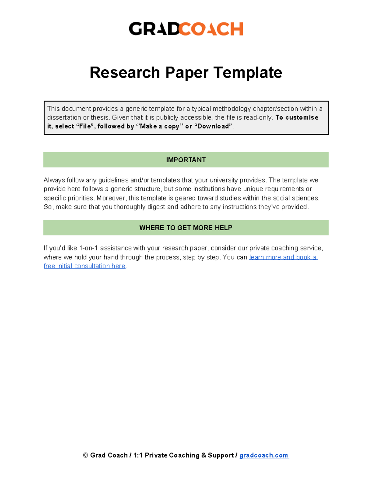 Research Paper Template for Methodology Chapter - Feb 2024 - Studocu