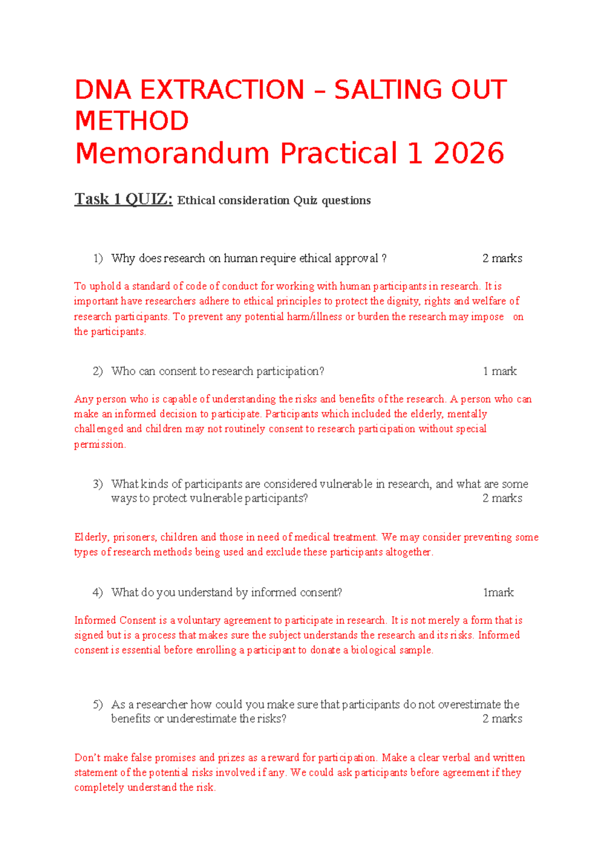 BTN216 Practical 1 Memorandum: Ethical Considerations in DNA Extraction ...