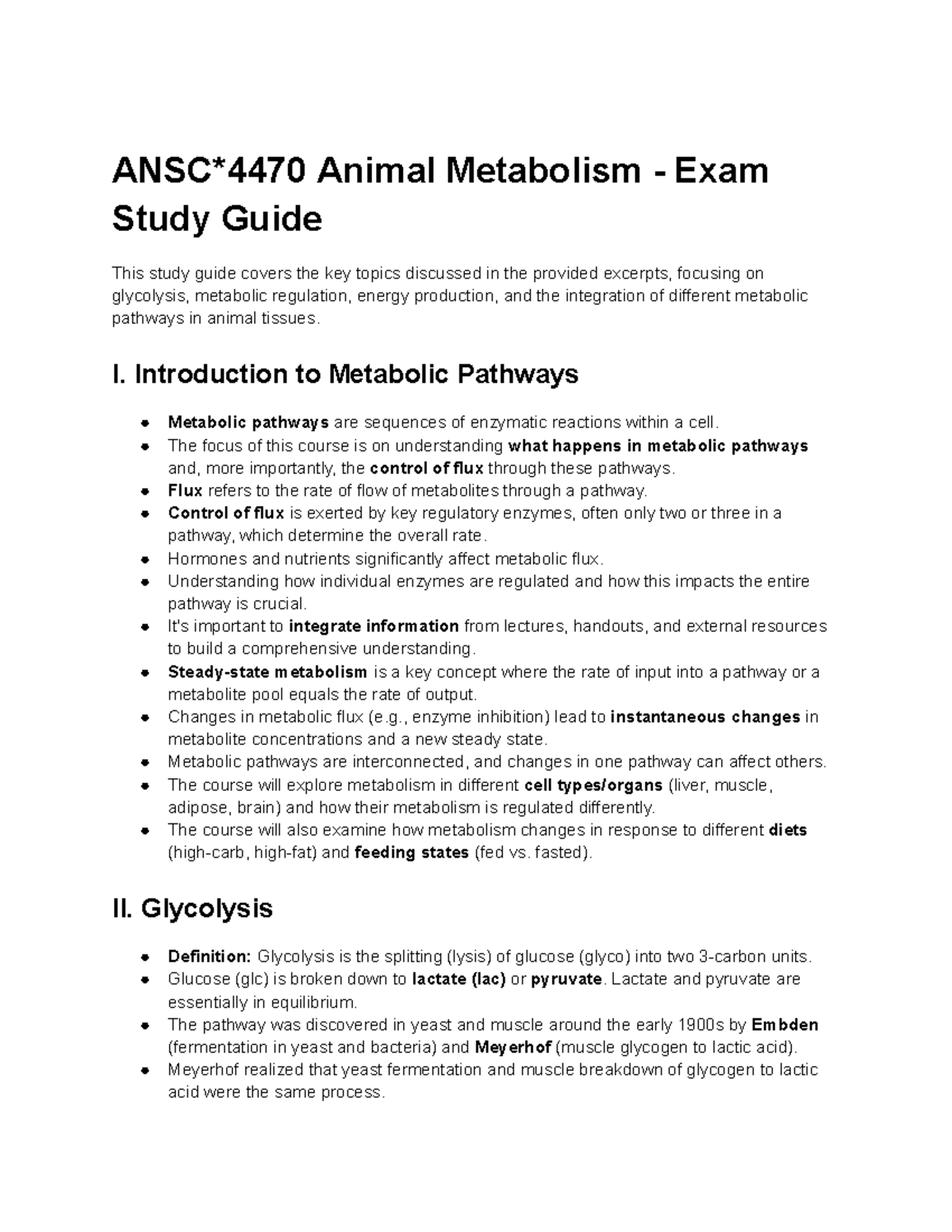 ANSC4470 Animal metabolism final exam study guide - Studocu