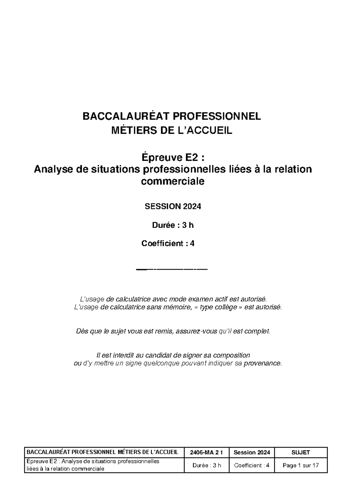 BACCALAURÉAT PROFESSIONNEL MÉTIERS DE Épreuve E2 : Analyse des chèques ...