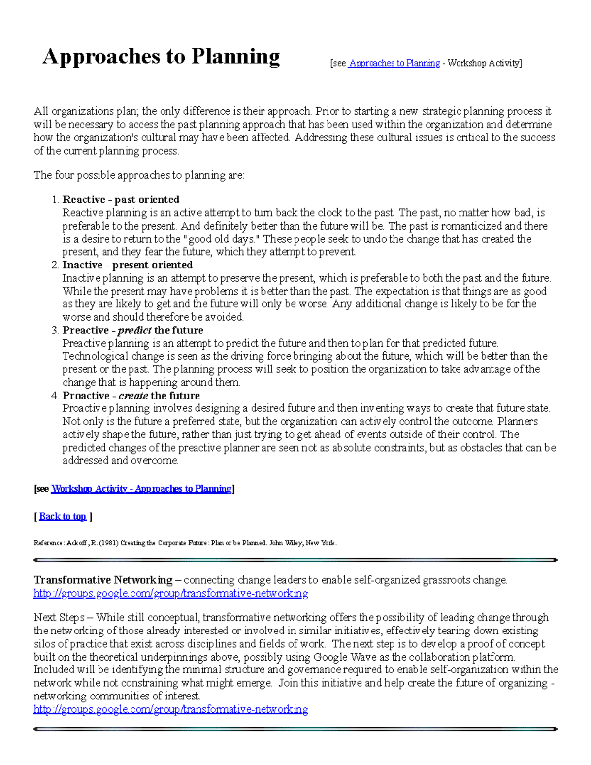 4 Approaches to Planning: Reactive, Inactive, Preactive & Proactive Strategies - Studocu