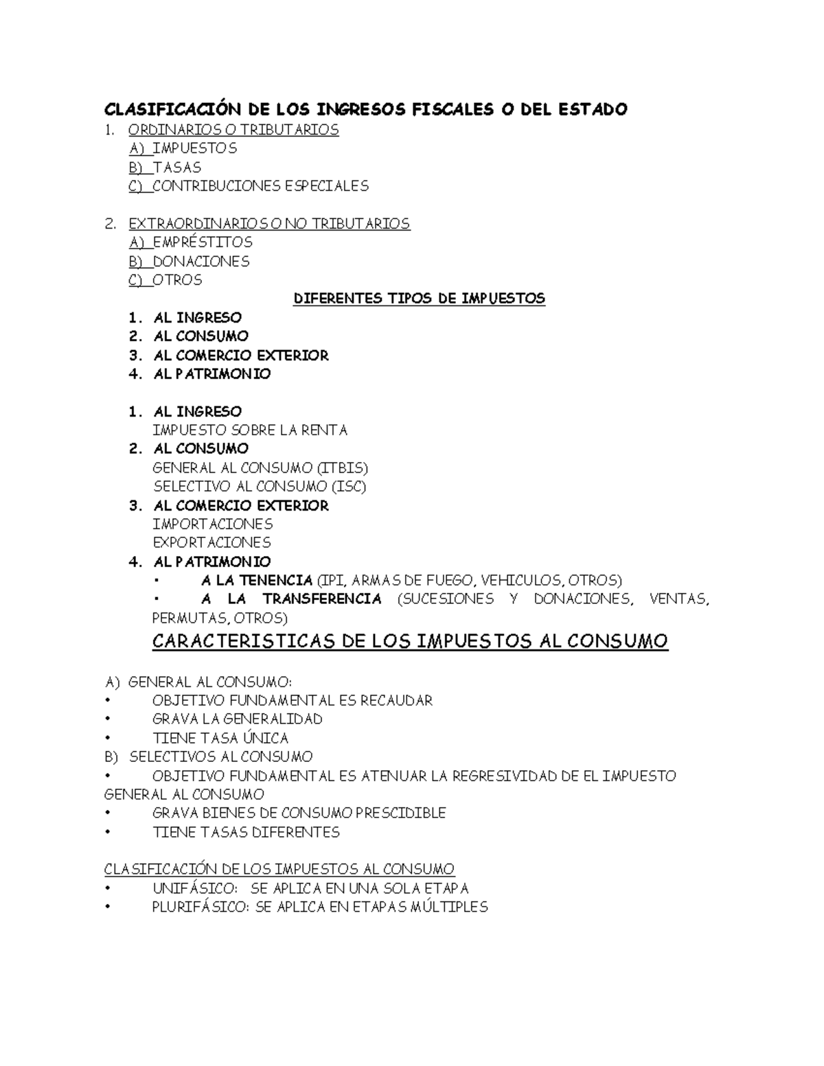 Resumen sobre el ITBIS: Clasificación y Estructura Fiscal - Studocu