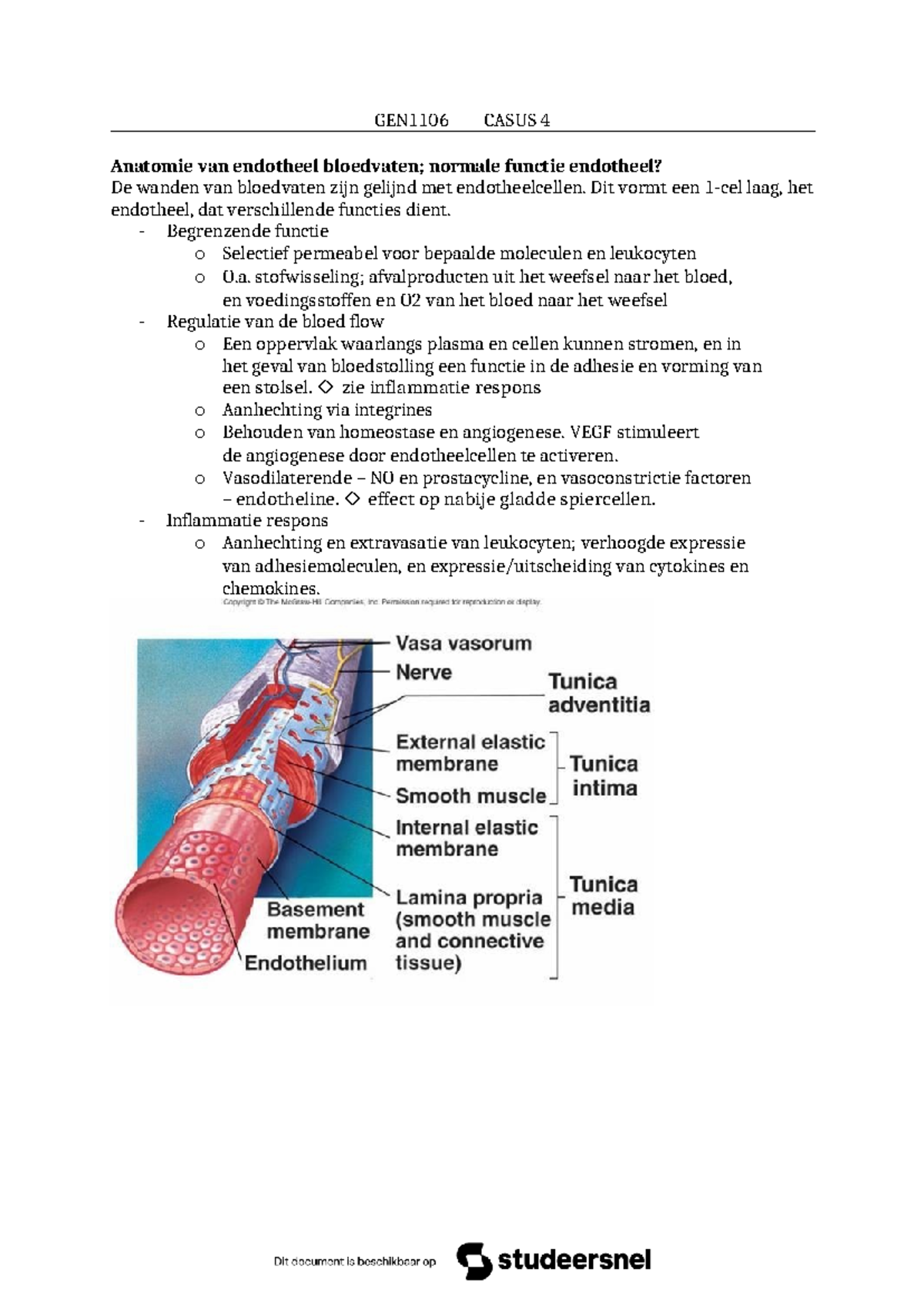 GEN1106 Casus 4: Endotheel Dysfunctie en Atherosclerose Mechanismen ...