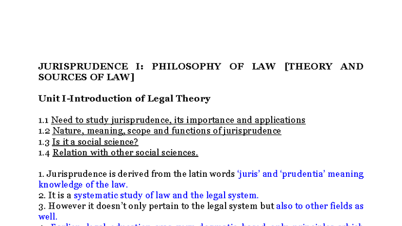 JURISPRUDENCE I: Comprehensive Notes on Legal Philosophy and Theory ...