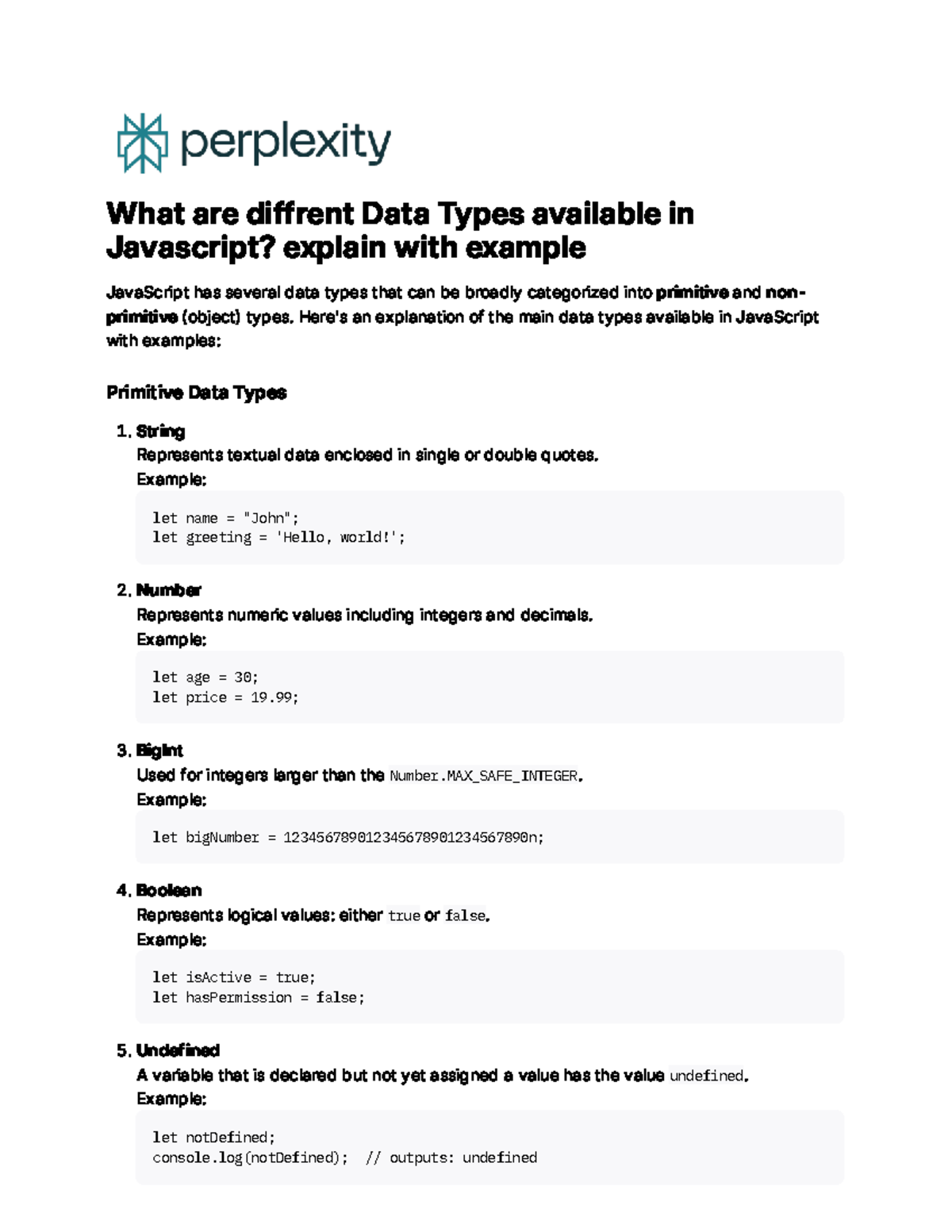 WT 2 PYQ - Overview of JavaScript Data Types and Functions - Studocu