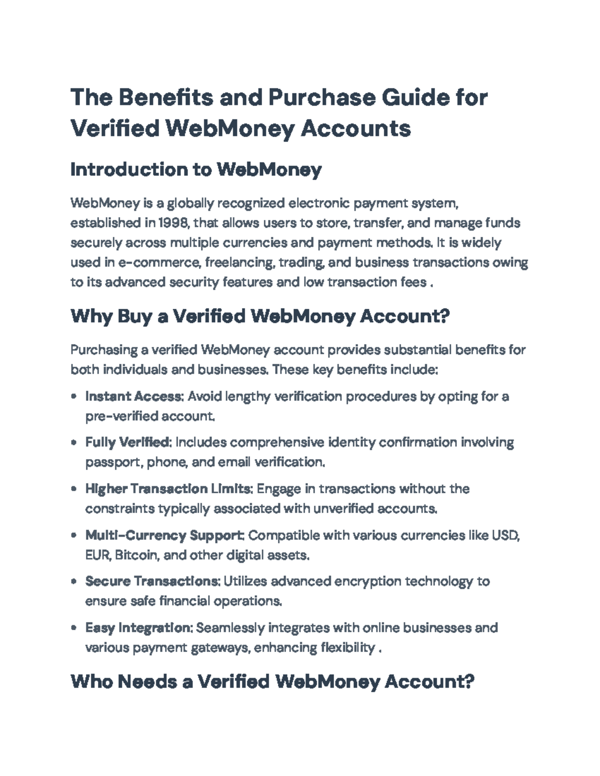 Guide to Purchasing Verified WebMoney Accounts: Benefits & Steps - The ...