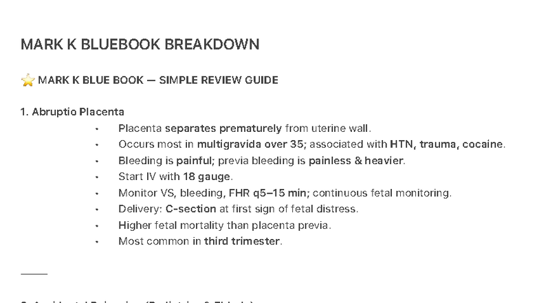 MARK K NURSING BLUEBOOK REVIEW GUIDE: KEY CONCEPTS & CONDITIONS - Studocu