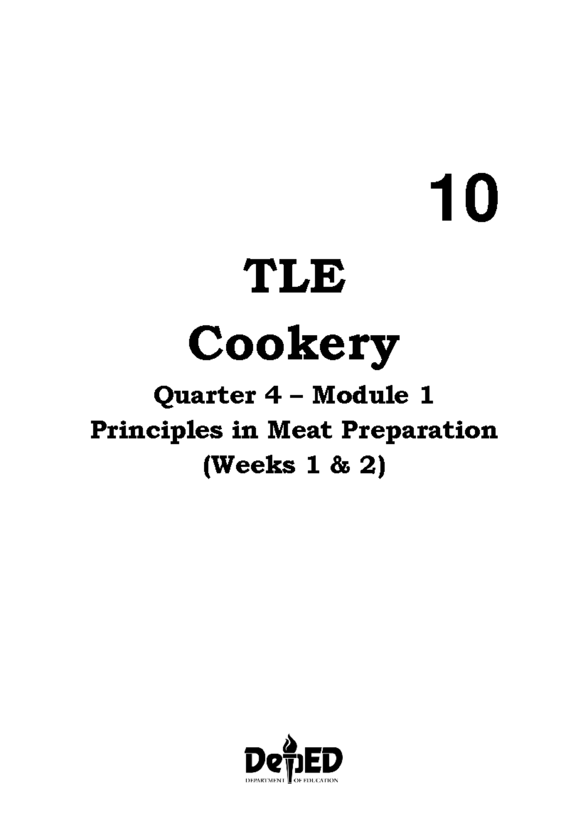 Q4 TLE Cookery 10 - Module 1: Principles of Meat Preparation - Studocu