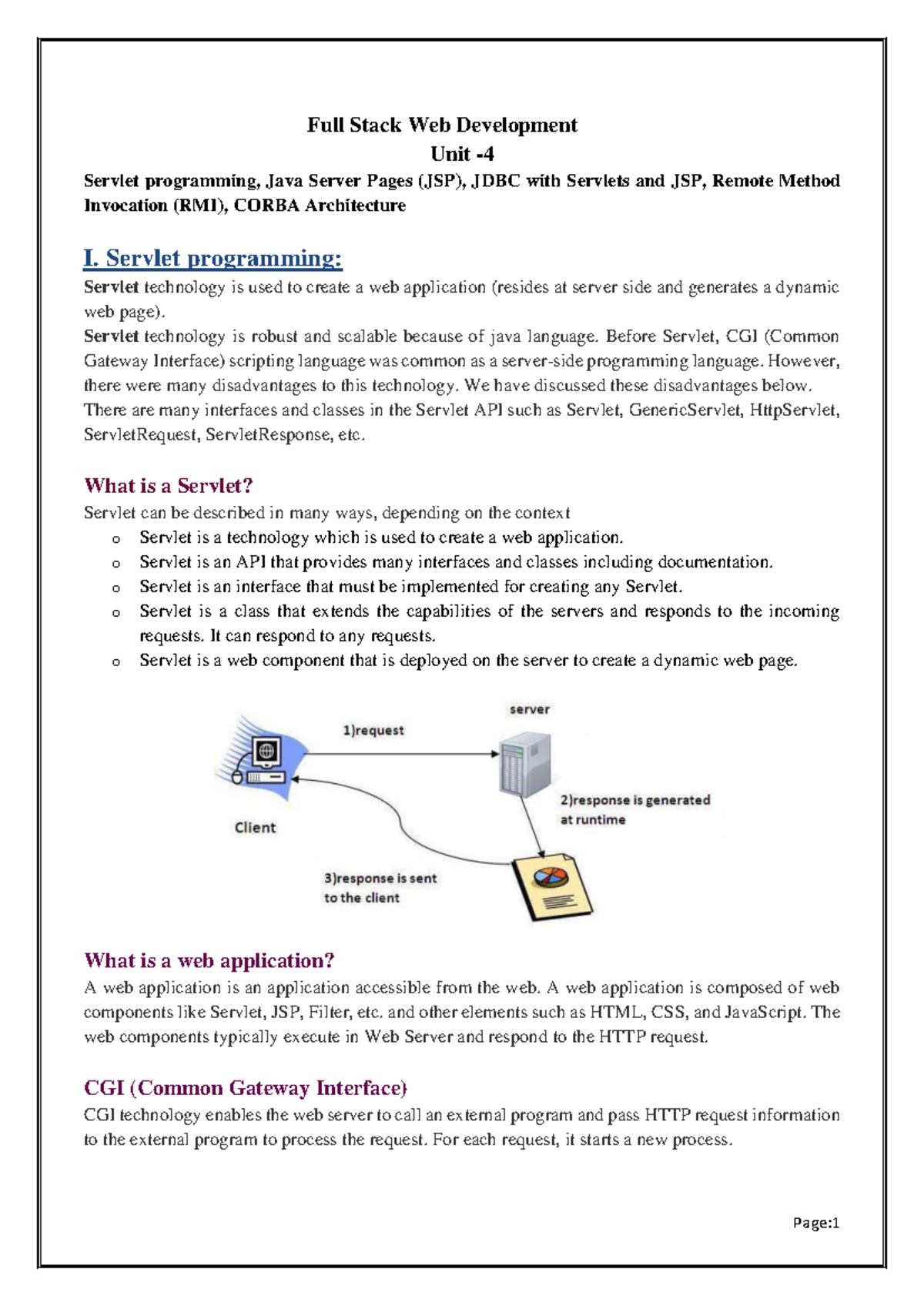FSWB UNIT-4 - full stack - Full Stack Web Development Unit - 4 Servlet ...