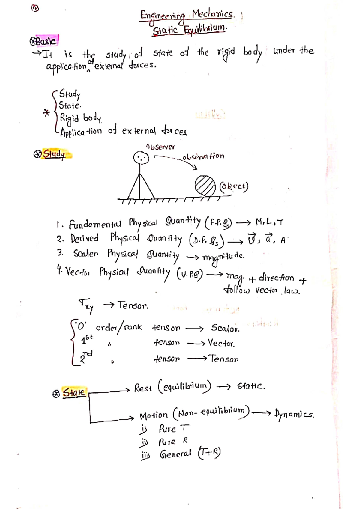Engineering Mechanics (B S) - Static Equilibrium Study Guide - Studocu