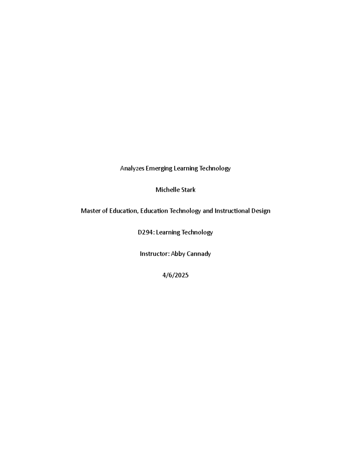 Task 1 Analyzes Emerging Learning Technology - Analyzes Emerging ...