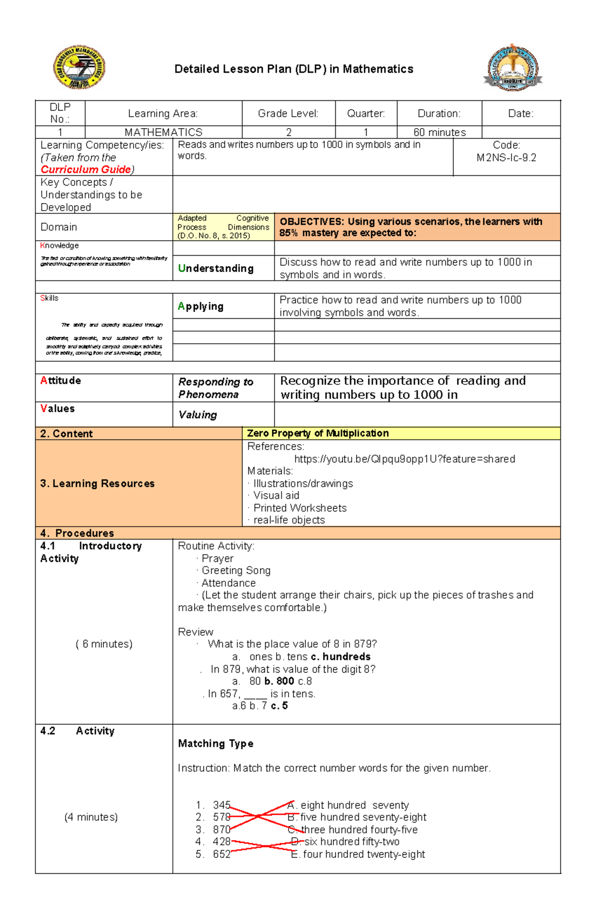 DLP-sample-3 - sample - Detailed Lesson Plan (DLP) in Mathematics DLP ...