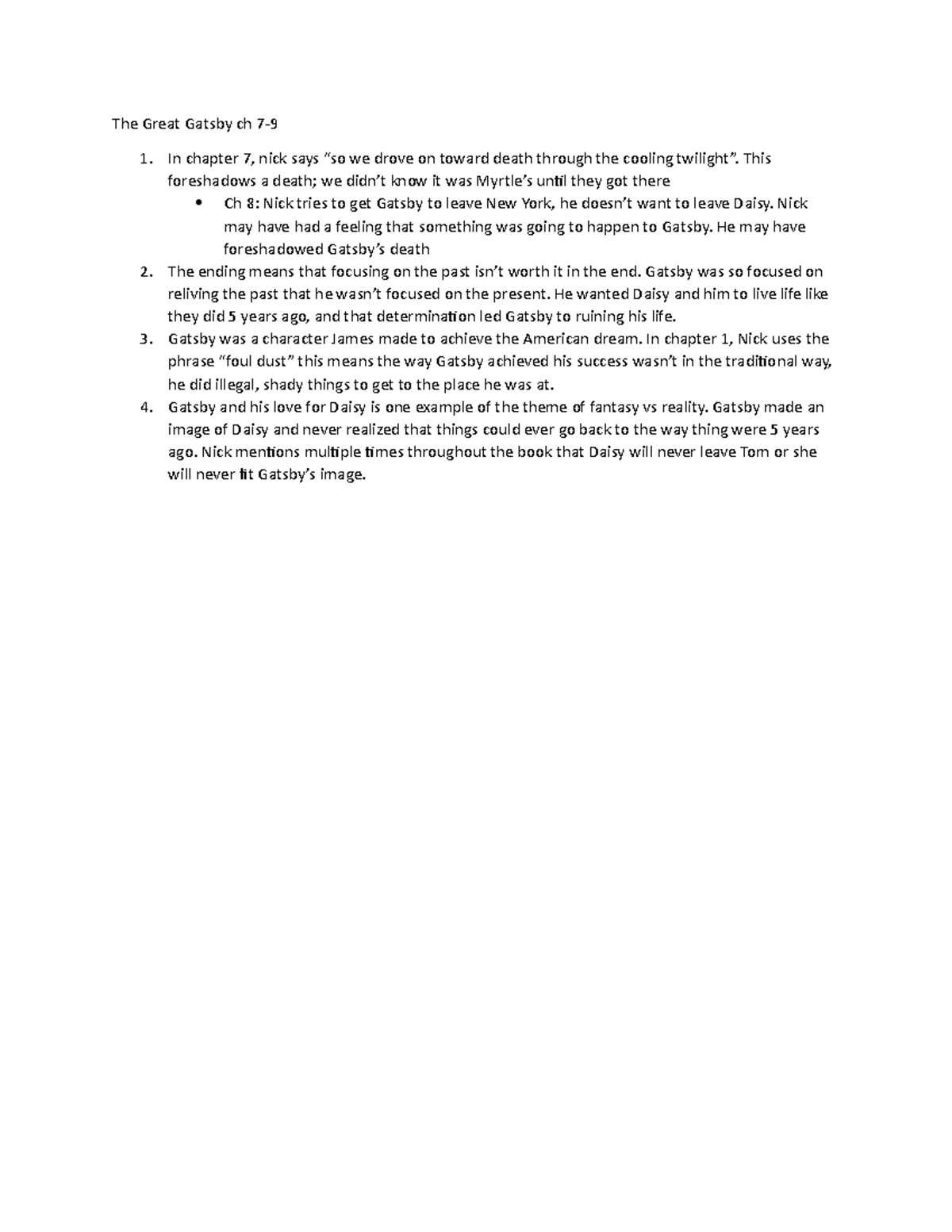 The Great Gatsby Ch 7-9 Answers & Analysis - Insightful Reflections ...