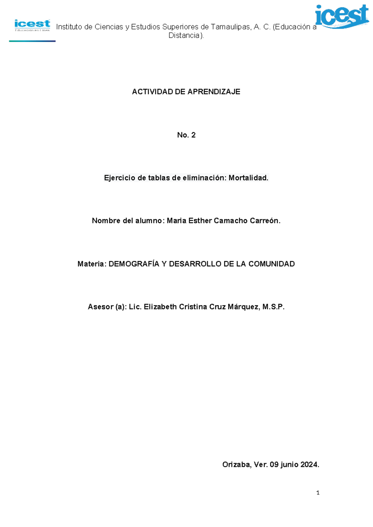 Actividad 2: Ejercicio de Tablas de Mortalidad y Esperanza de Vida - Studocu