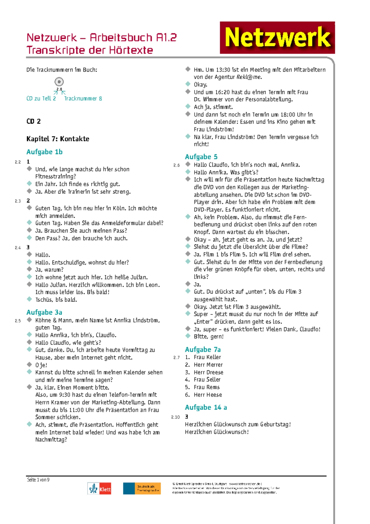 A1 Modelltest Paper 1 - Practice German A1 Level Exam - GOETHE ...