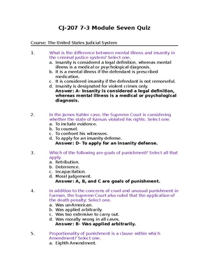 CJ 207 7-3 Quiz - Quiz for all of Module 7 - CJ-207 7-3 Module Seven ...