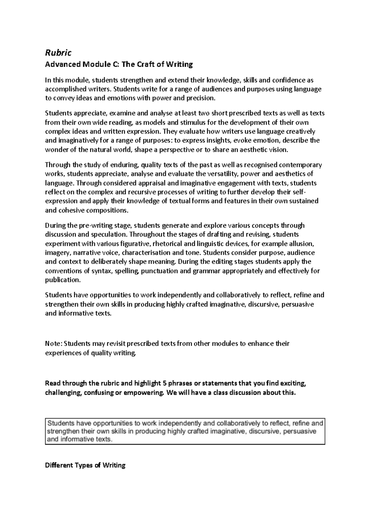 HSC English Module C: The Craft of Writing Guide - Studocu