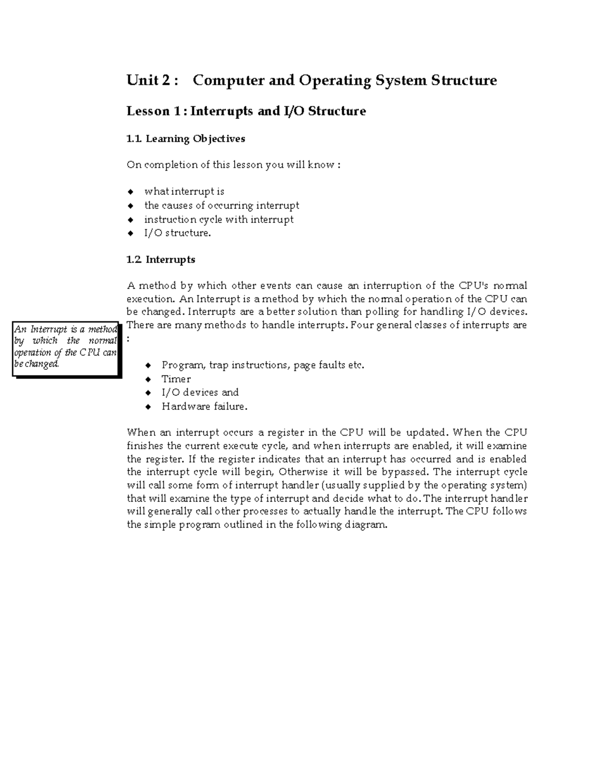 Unit 2: Computer and Operating System Structure - Lesson on Interrupts ...