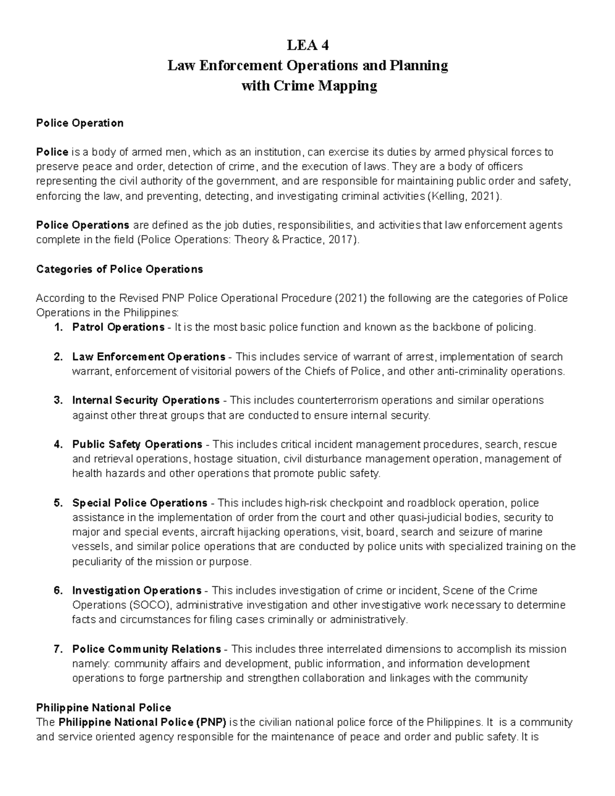 Law enforcement agency 4 - LEA 4 Law Enforcement Operations and ...