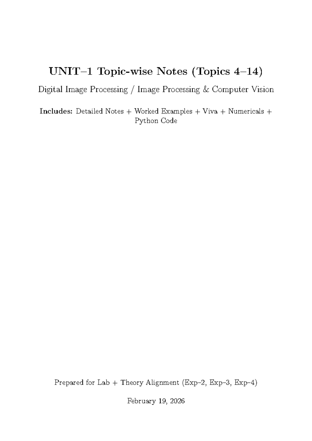 Digital Image Processing Notes (CSE 101) - Detailed Lab Guide - Studocu