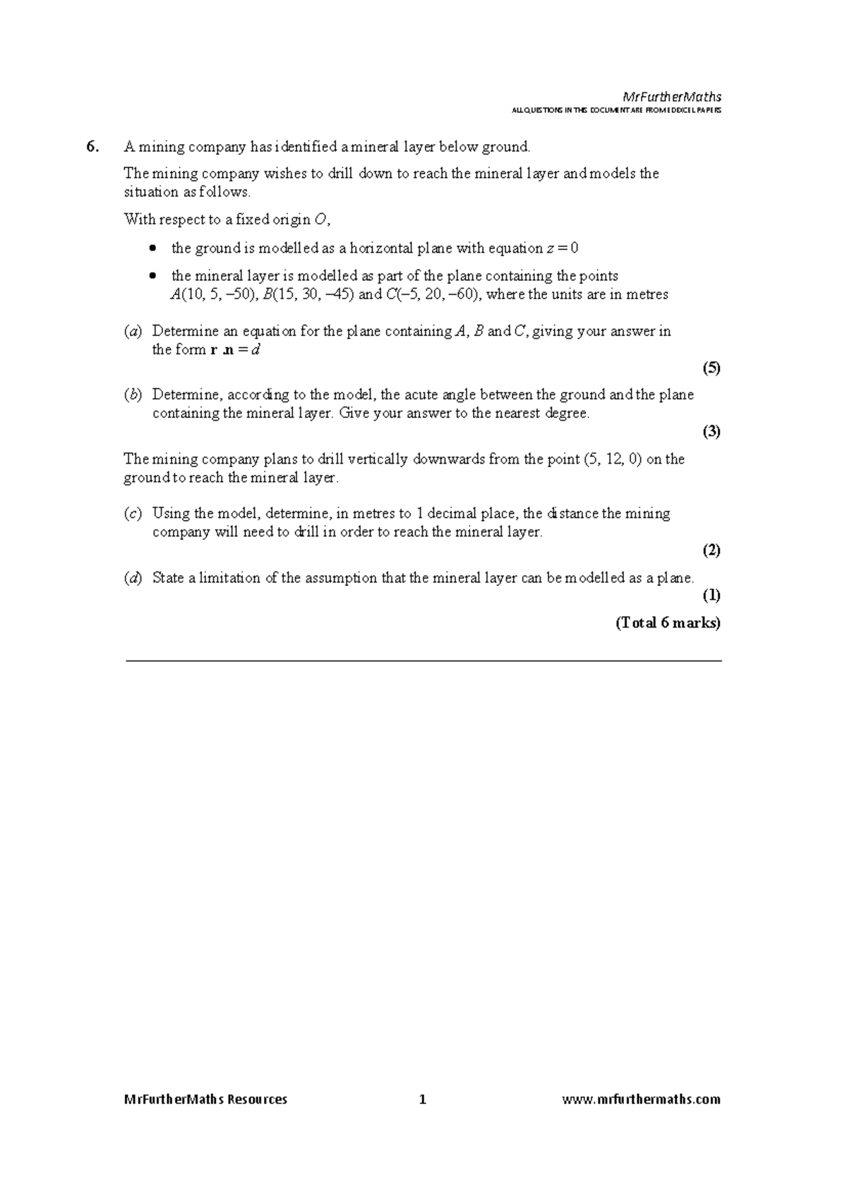 3D Vectors in Further Maths: EDEXCEL Paper 6 & 7 Solutions - Studocu