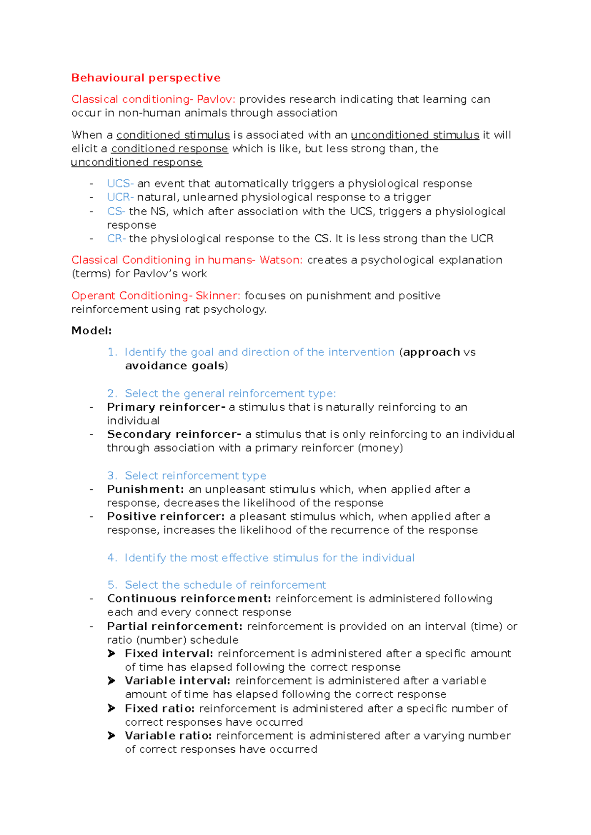PSY 101: Week 3 Notes on Classical & Operant Conditioning - Studocu
