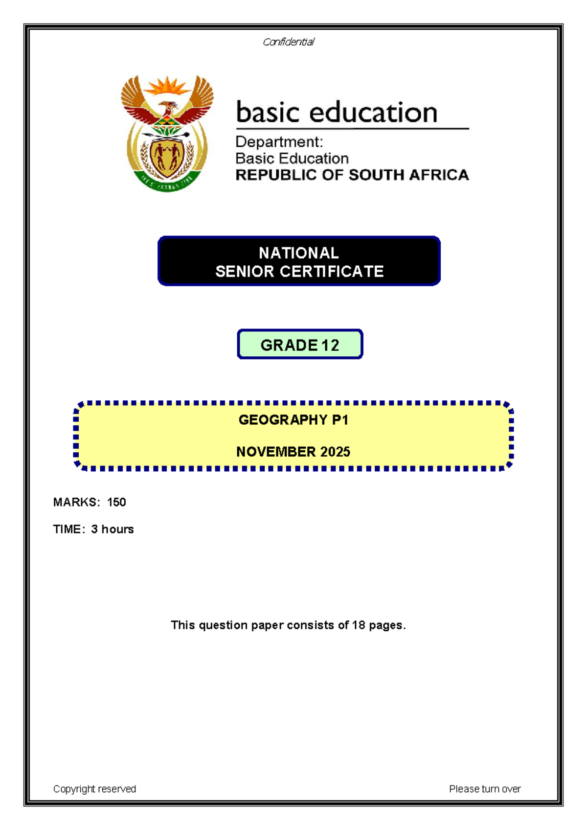Geography P1 NSC Exam November 2025: Question Paper & Instructions ...