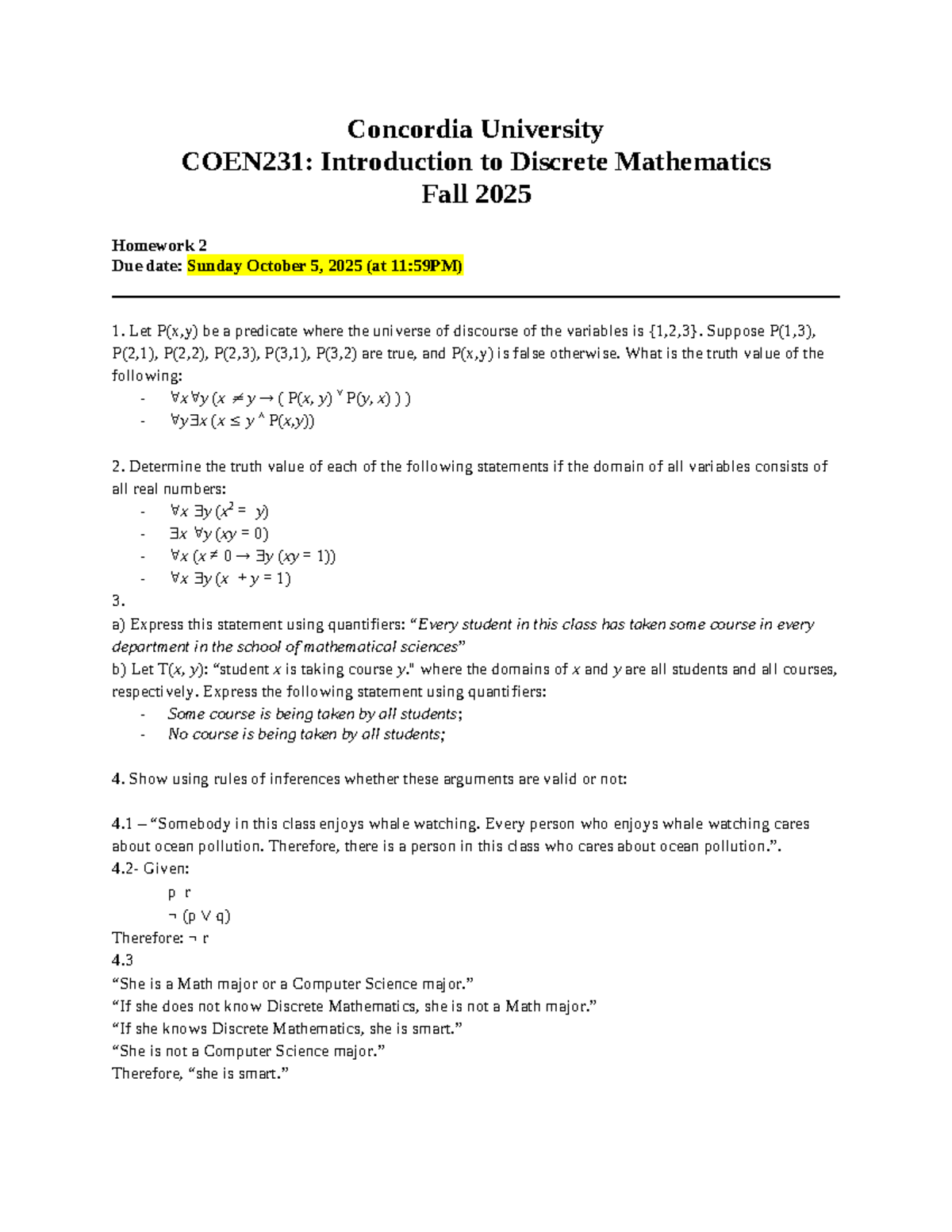 COEN231: Discrete Math Fall 2025 Homework 2 Solutions - Studocu