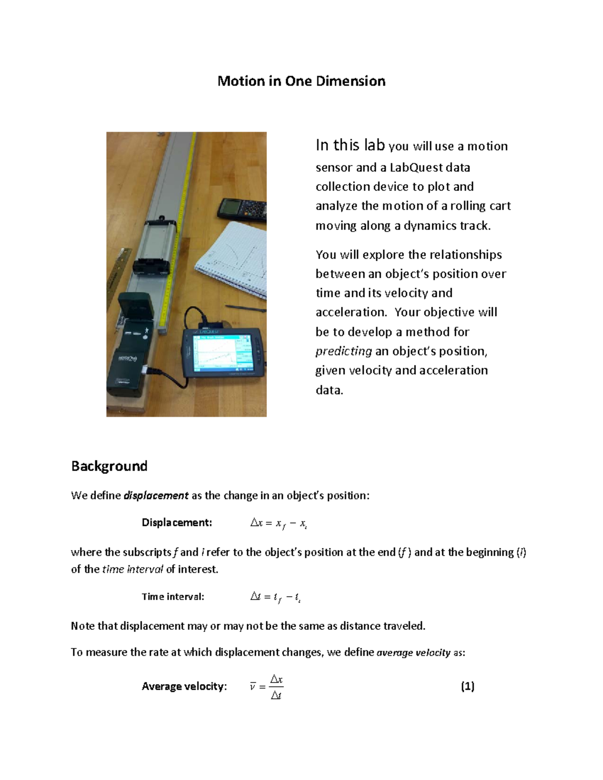 Lab 3 - 1D Motion Analysis: Procedures & Graphing Techniques - Studocu