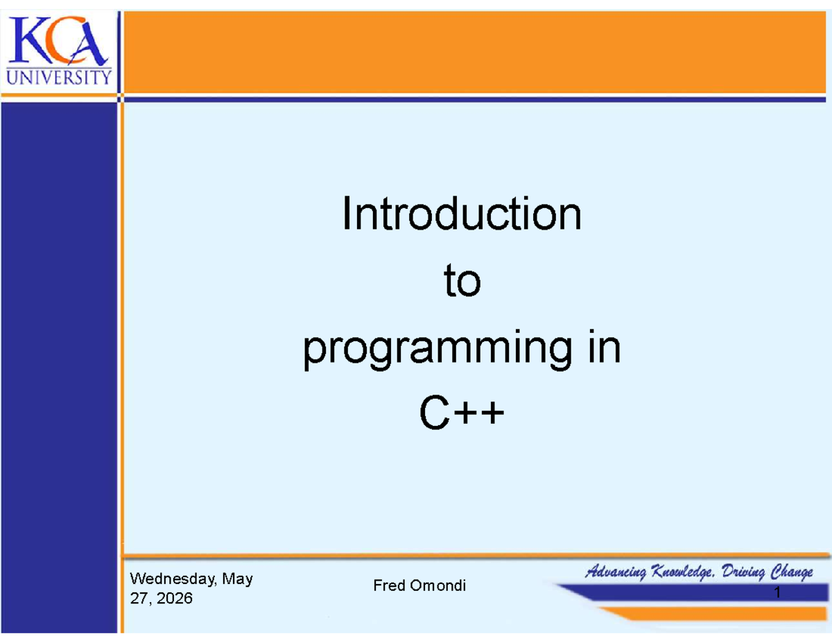 Lecture 2: C++ Programming Concepts and Variable Rules - Studocu